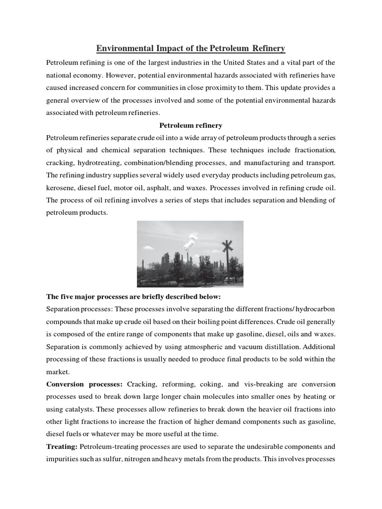 Environmental Impacts of Petroleum Refinery | PDF | Oil Refinery ...