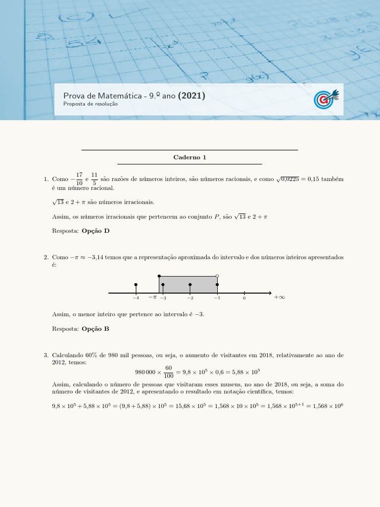 Prova de Matem Atica - 9. º Ano (2021) : Proposta de Resolu C Ao | PDF | Triângulo | Linha ...