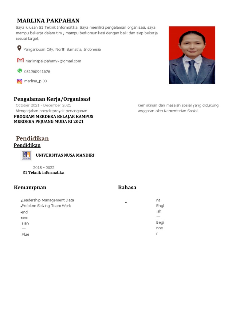 CV Marlina | PDF