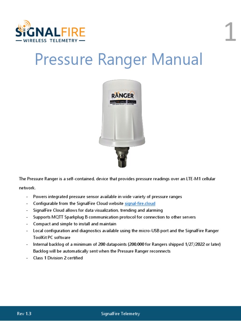 960 0103 01 SignalFire Pressure Ranger Manual Rev 1 - 3 | PDF ...