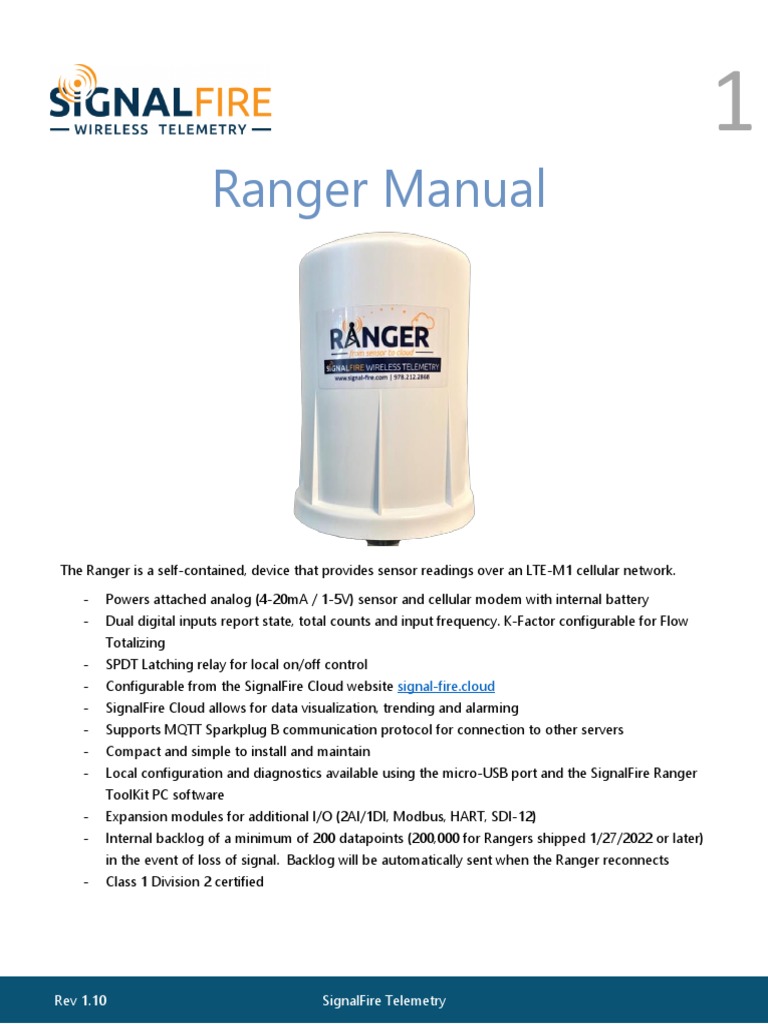 960 0099 01 SignalFire Ranger Manual Rev 1 - 10 | PDF | Relay | Flow ...