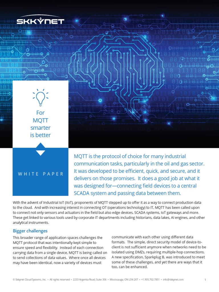 Skkynet White Paper For MQTT Smarter Is Better | PDF | Transport Layer Security | Computing