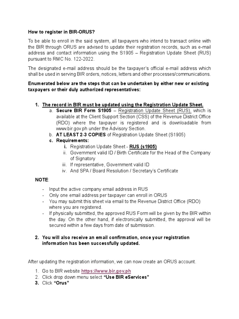 How To Register in BIR | PDF | Email Address | Cyberwarfare