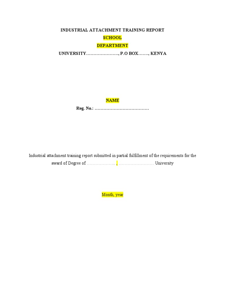REPORT FORMAT - KALRO-Kabete - Student Attachment Report Format | PDF