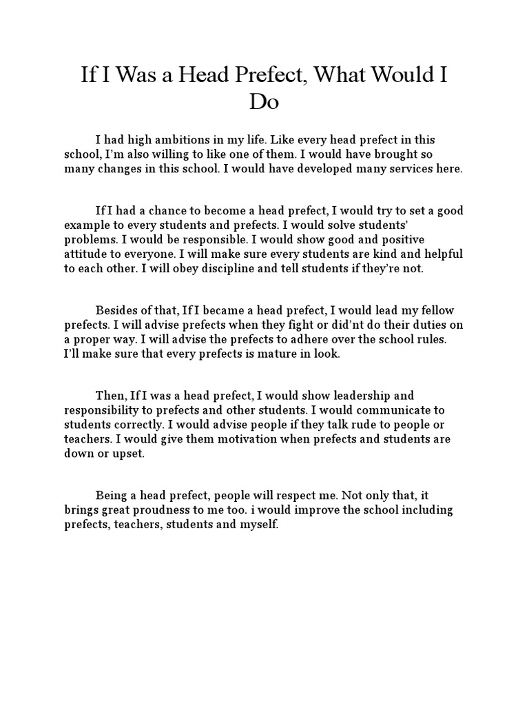 If I Was A Head Prefect | PDF