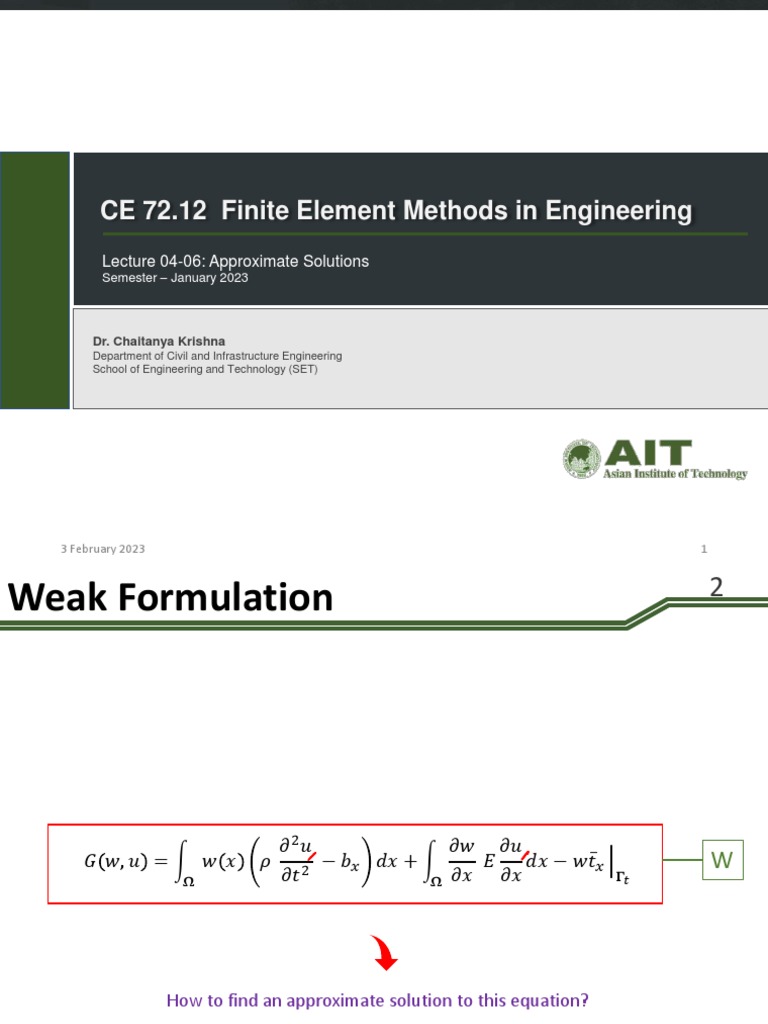 Lecture04 06 Ce72 12fem Approximations To Weak Form Pdf