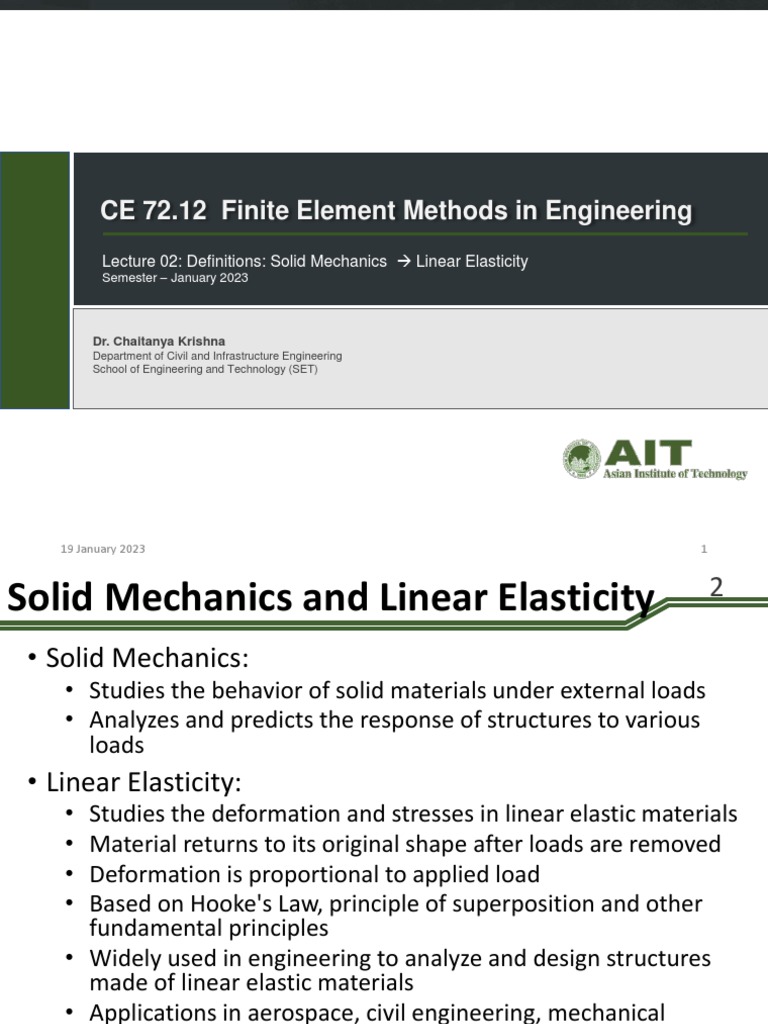 Lecture02 CE72.12FEM - Solid - Mechanics - LinearElasticity ... Lecture02 CE72.12FEM - Solid - Mechanics - LinearElasticity ...