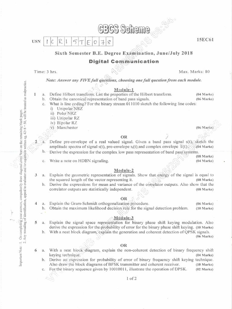 DC CBCS June 2018 Question Paper | PDF