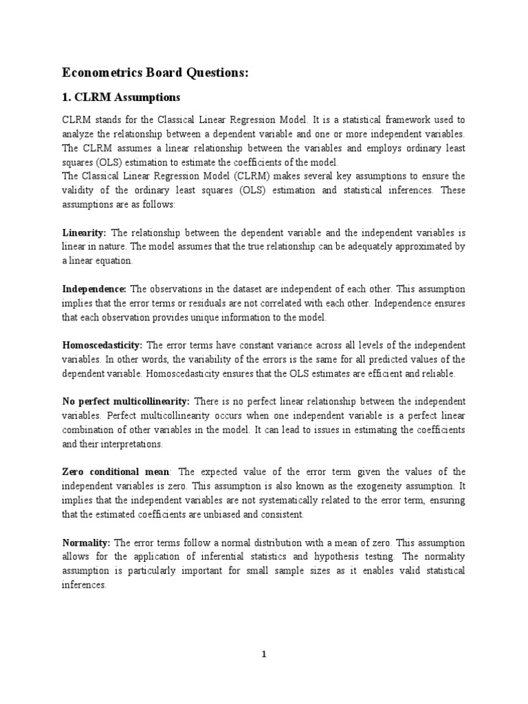 Econometrics Board Questions | PDF | Autoregressive Integrated Moving ... Econometrics Board Questions | PDF | Autoregressive Integrated Moving ...