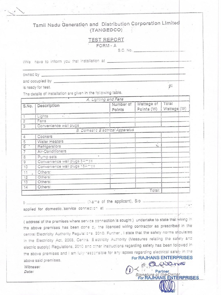 Tangedco Test Report | PDF