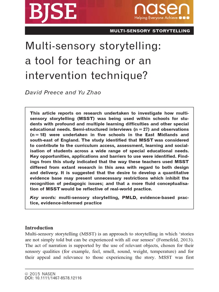 Multi Sensory Storytelling A Tool For Te | PDF | Evidence Based ...