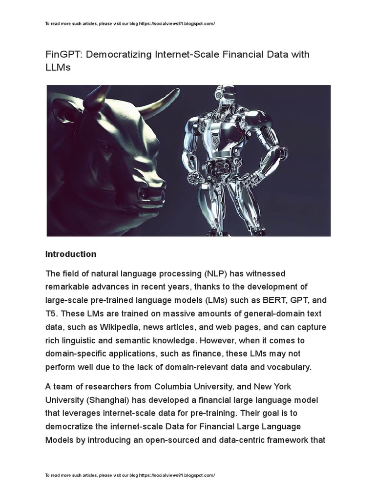 FinGPT: Democratizing Internet-Scale Financial Data With LLMs | PDF ...