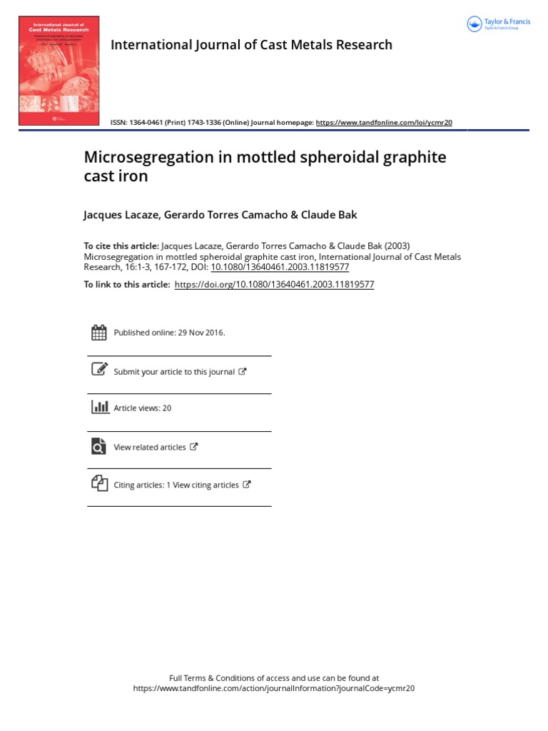 Microsegregation in Mottled Spheroidal Graphite Cast Iron | PDF | Cast ...