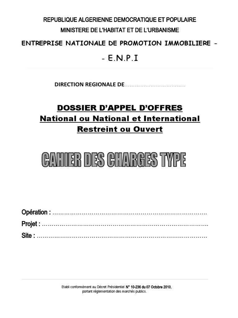Cahier de Charges Type Enpi | PDF