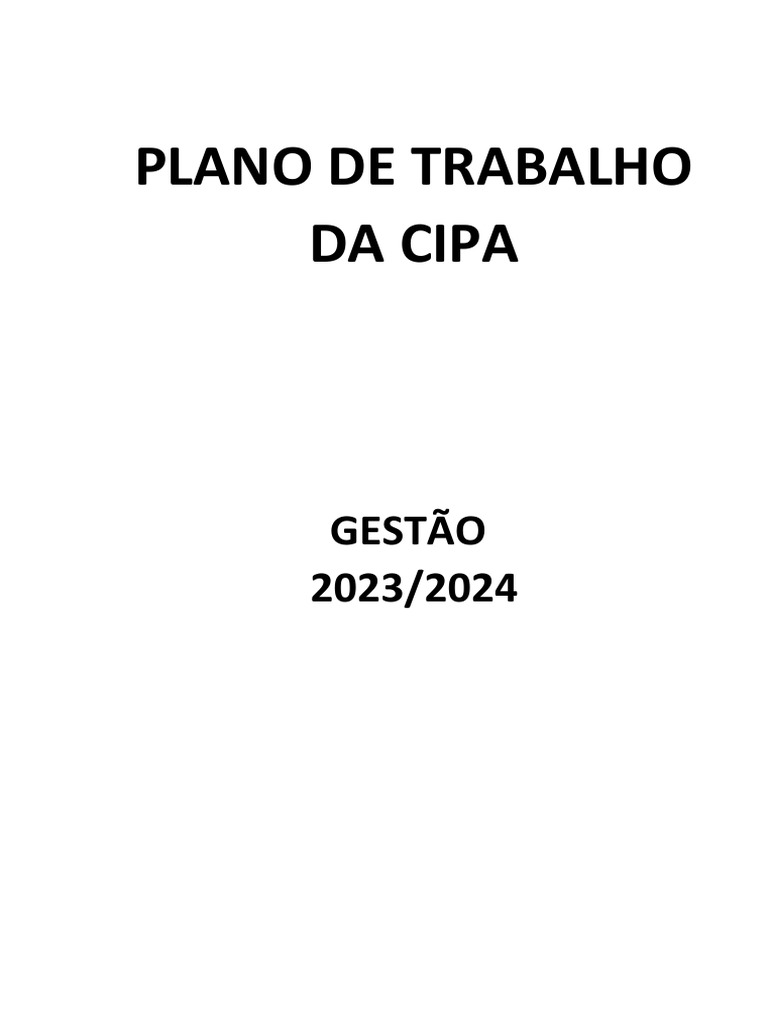 Plano de Trabalho Cipa | PDF