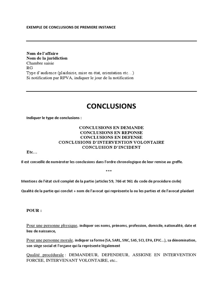 Modèle Trame Première Instance | PDF | Avocat | Justice