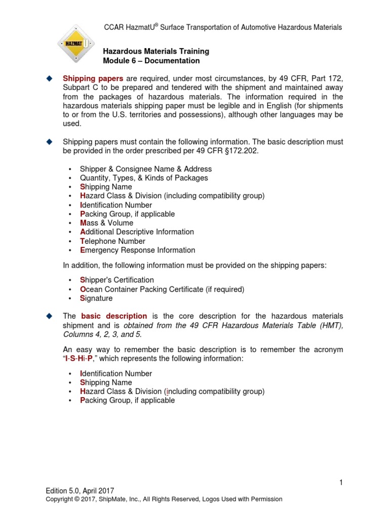 HAZMAT Material | PDF | Dangerous Goods