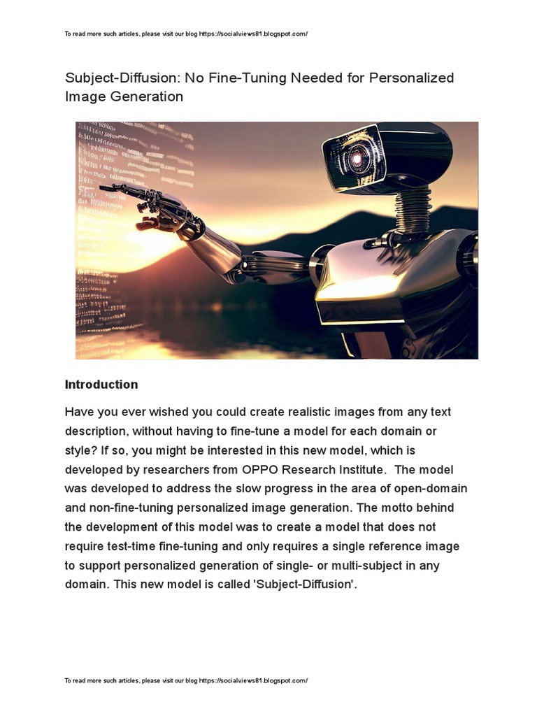 Subject-Diffusion: No Fine-Tuning Needed For Personalized Image Generation | PDF | Computing ...