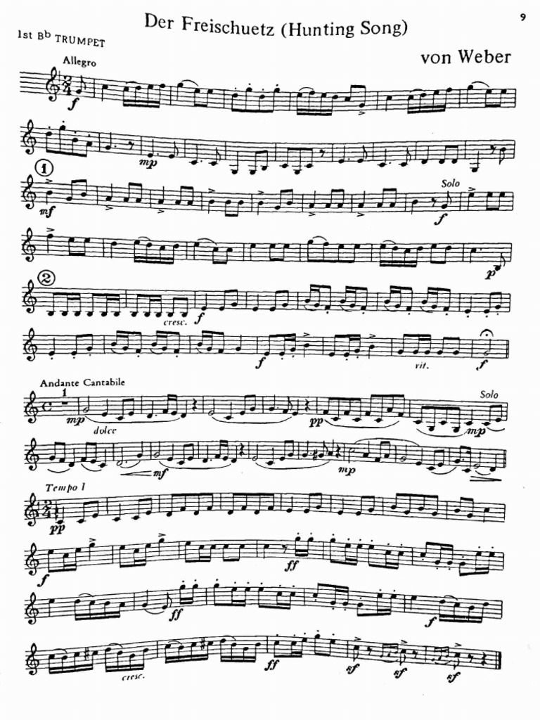 Hunting Song Von Weber | PDF