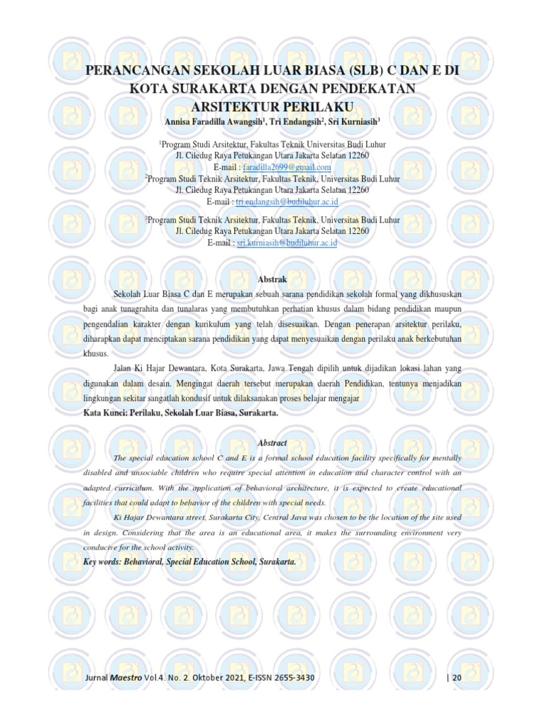 Perancangan Sekolah Luar Biasa (SLB) C Dan E Di Kota Surakarta Dengan ...