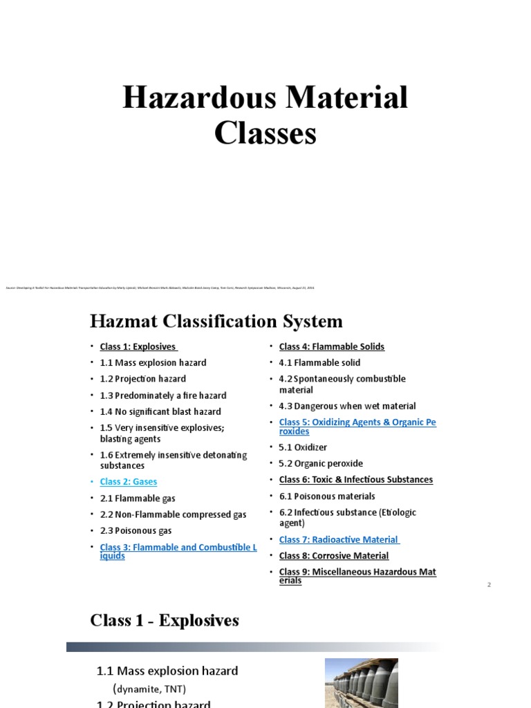 Hazmat Classification Guide | PDF | Explosion | Dangerous Goods