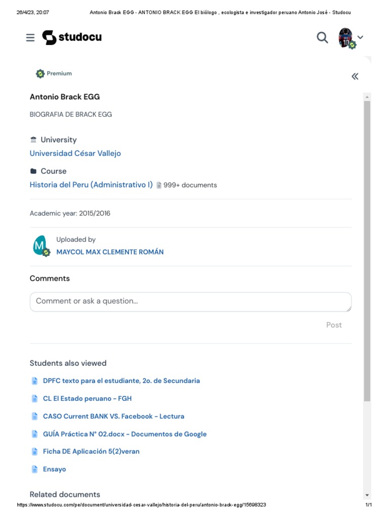 Biografía de Antonio Brack Egg | PDF