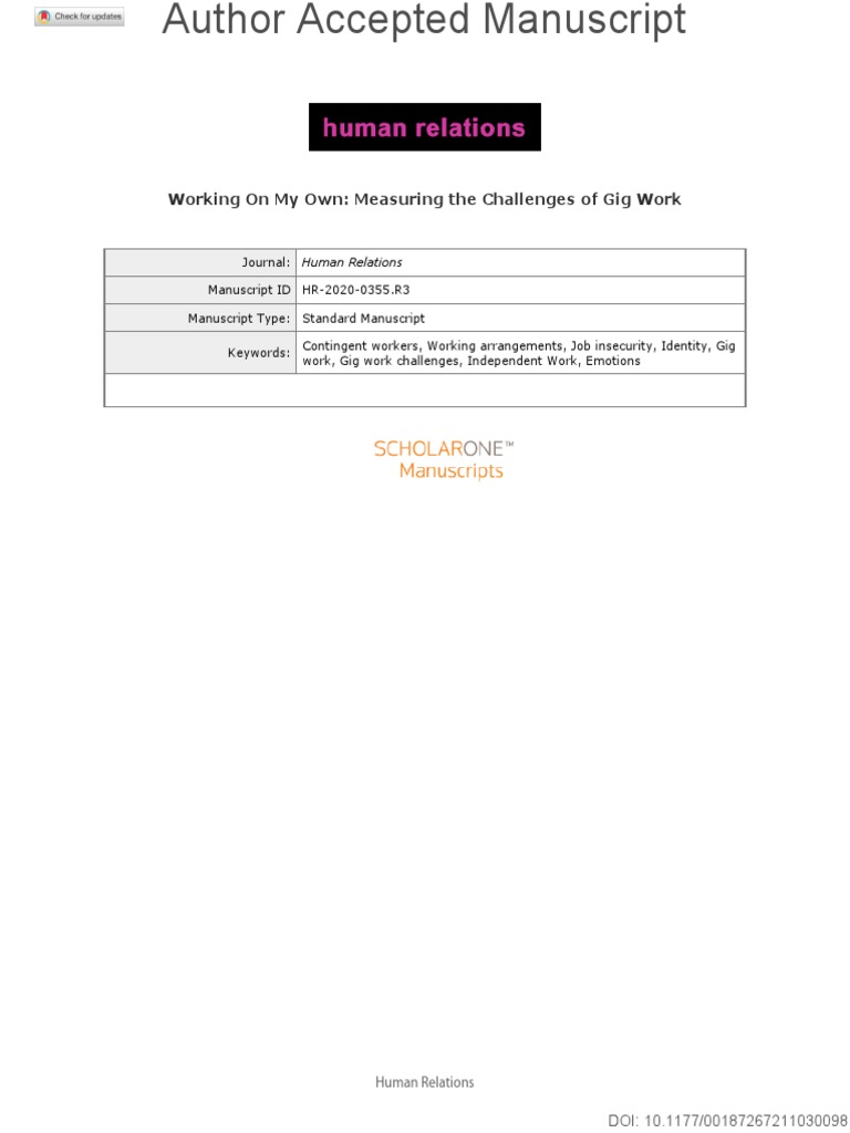 Challenges of Gig Work Measurement | PDF | Psychological Resilience ...