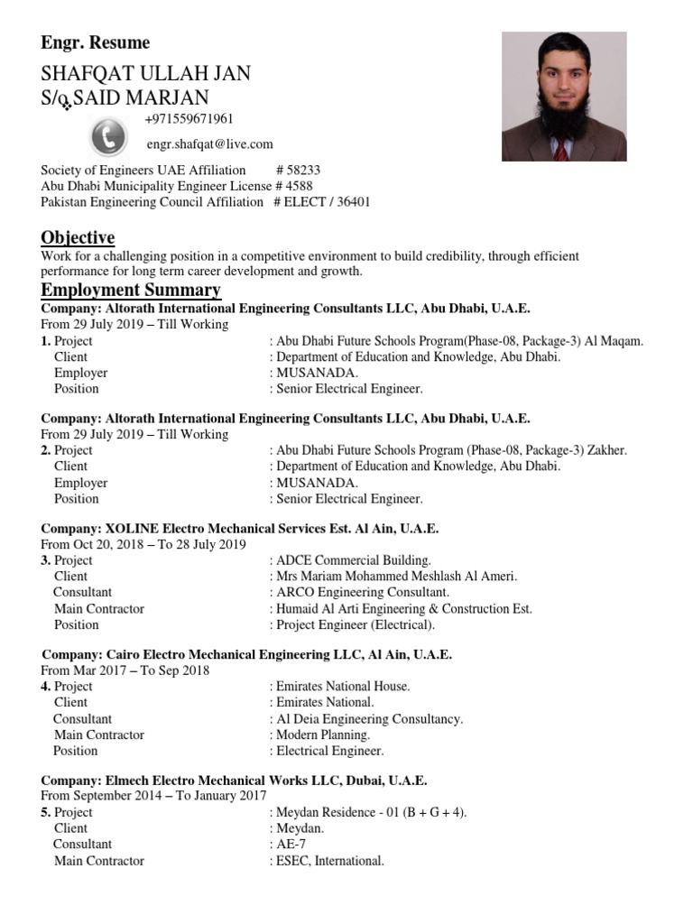 Engrshafqat CV | PDF | United Arab Emirates | Specification (Technical ...