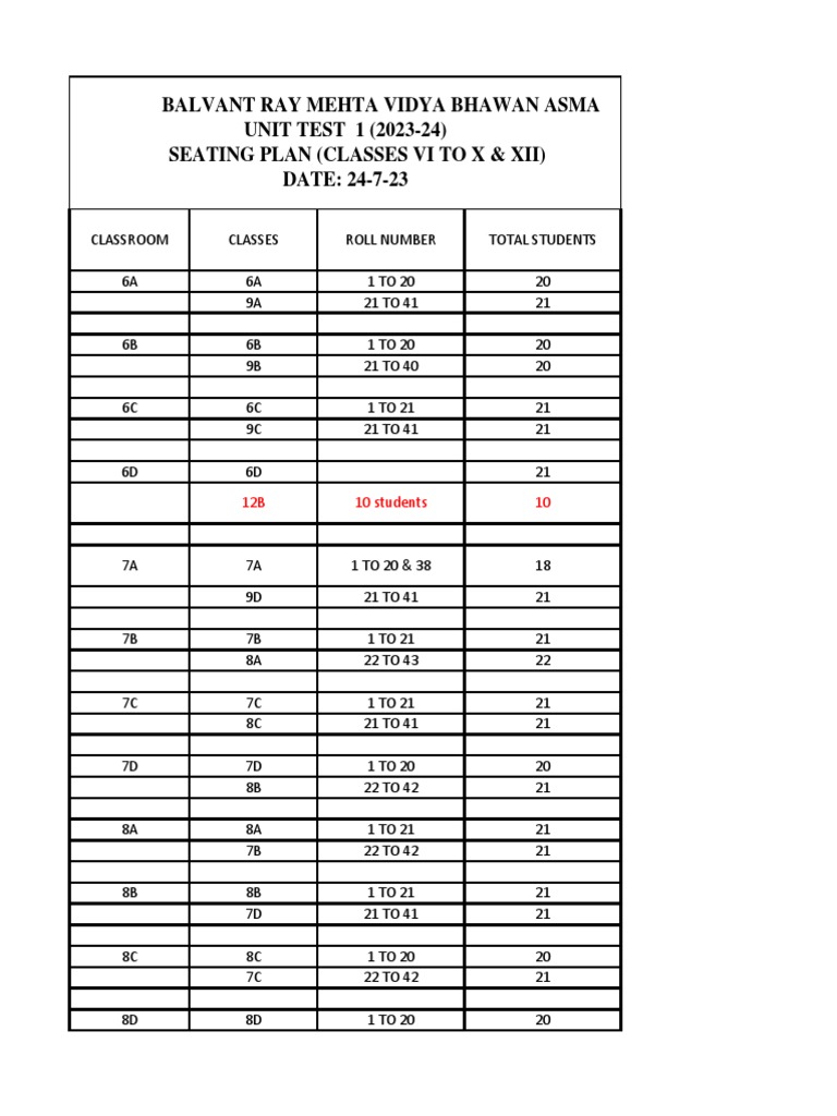 Seating Plan - Ut-1-24-7-23 | PDF