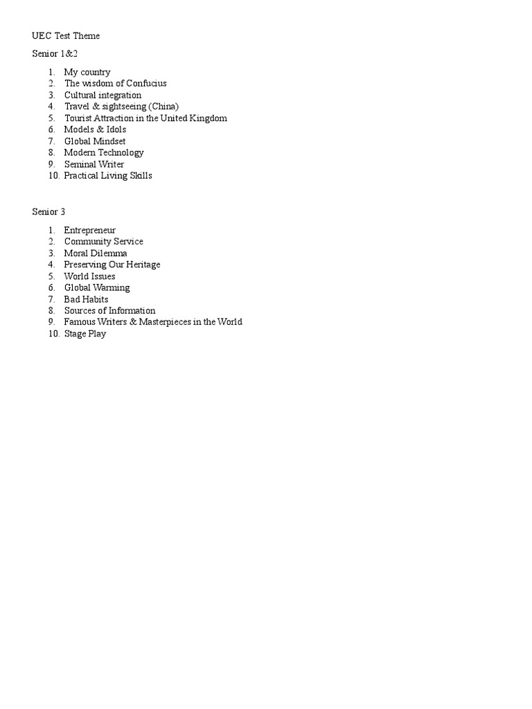 UEC Test Theme | PDF