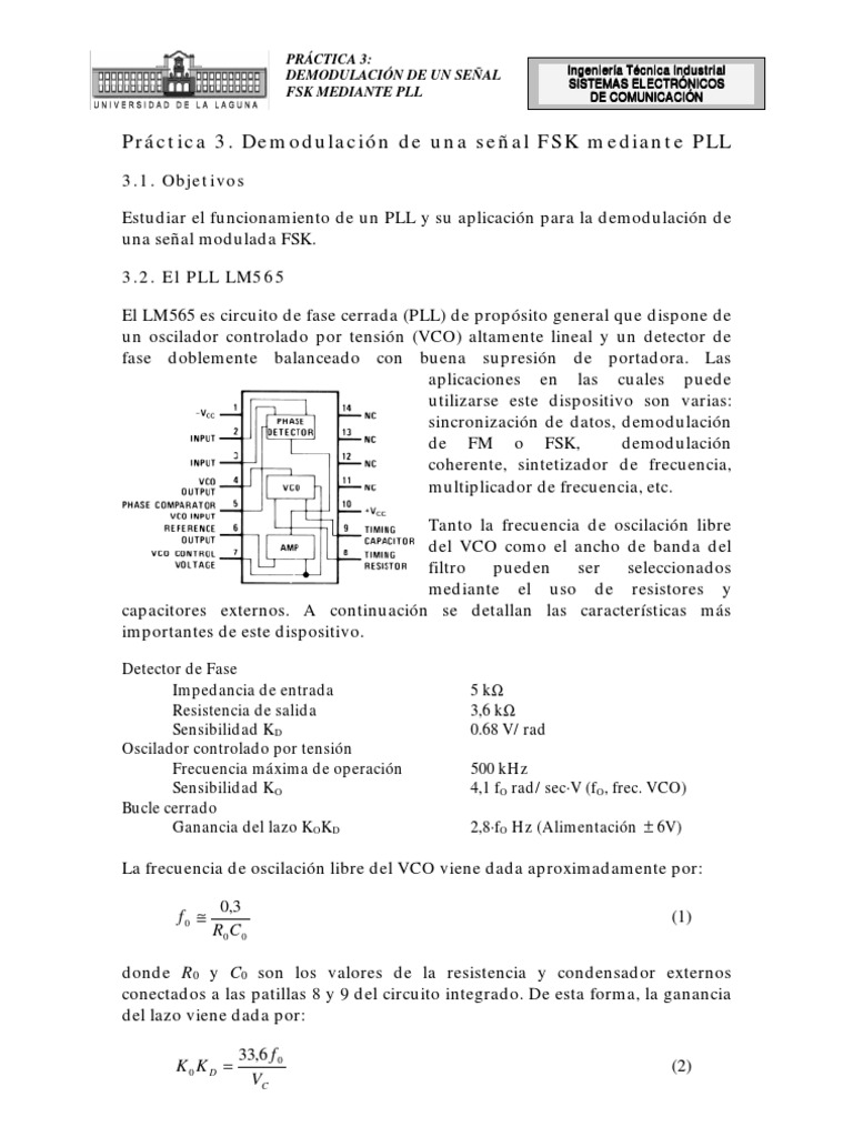 Demodulador y Modulador FSK Con 555 y lm565 875 | PDF | Tecnología de ...