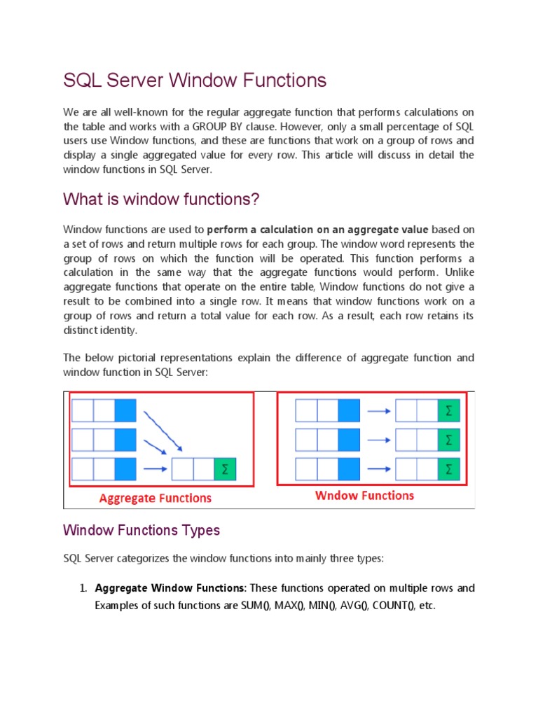Window Functions | PDF | Computer Programming | Computing