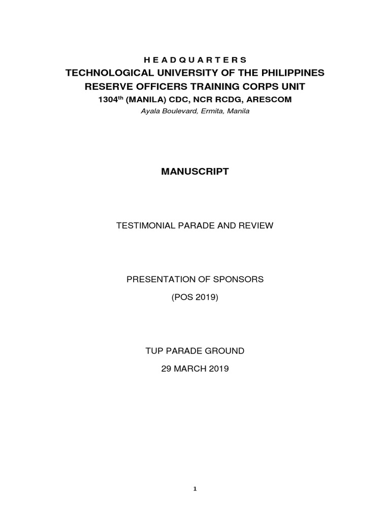 Pos 2019 Final Manuscript | PDF | Cadet | Reserve Officers' Training Corps