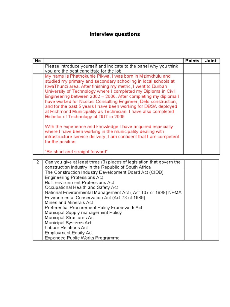 PMU Technician INTERVIEWS | PDF | Project Management | Infrastructure