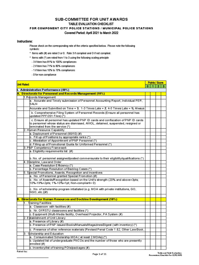 CCPS/MPS Evaluation Checklist 2021-2022 | PDF | Business | Finance ...