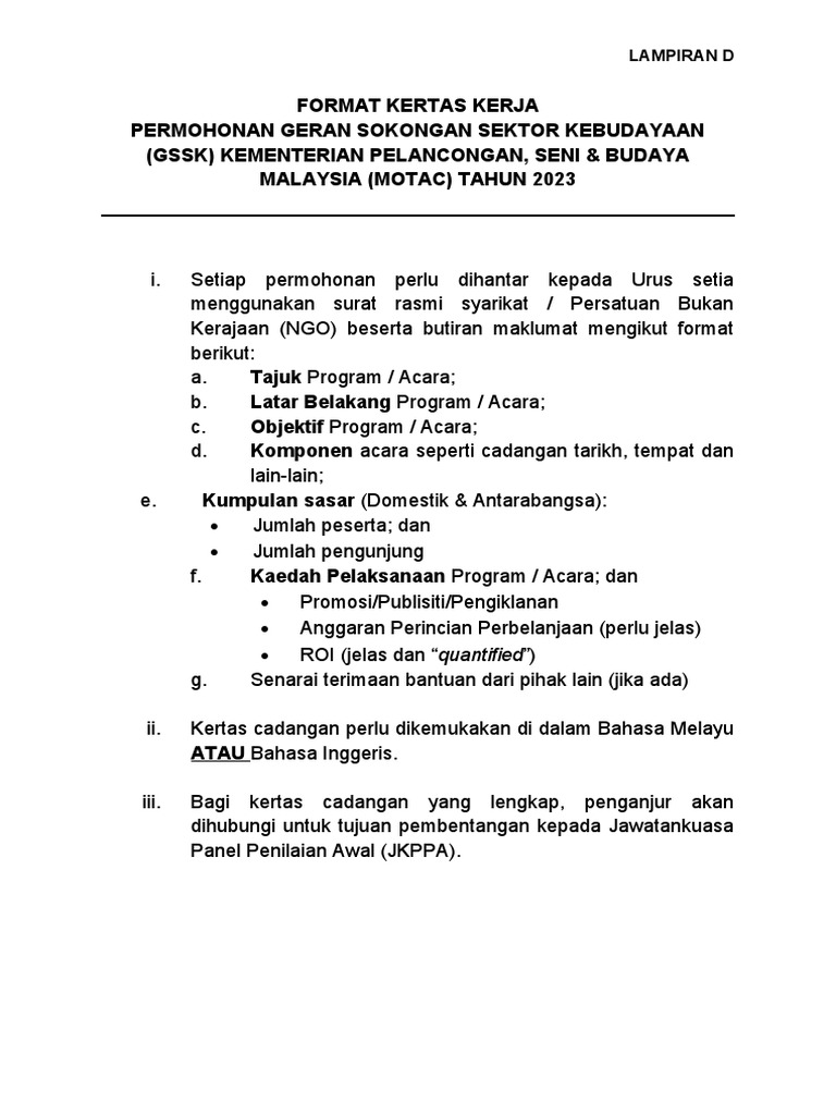 Lampiran C - Format Kertas Kerja | PDF