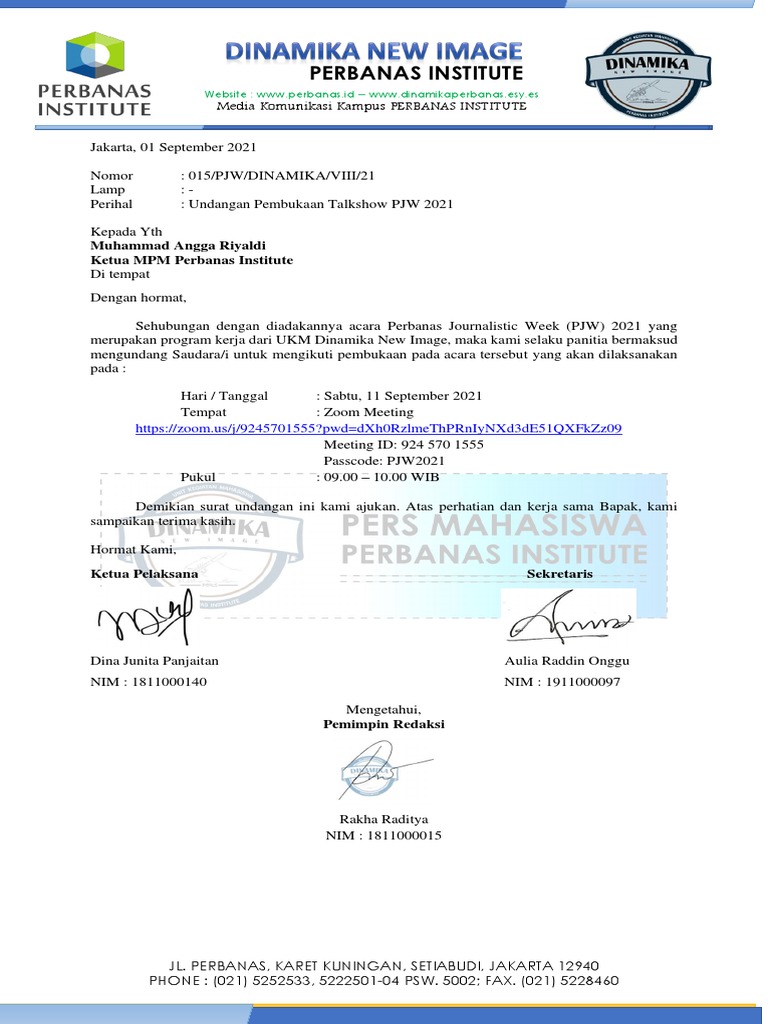 014 - 015 Surat Undangan BEM Dan MPM | PDF | Bisnis