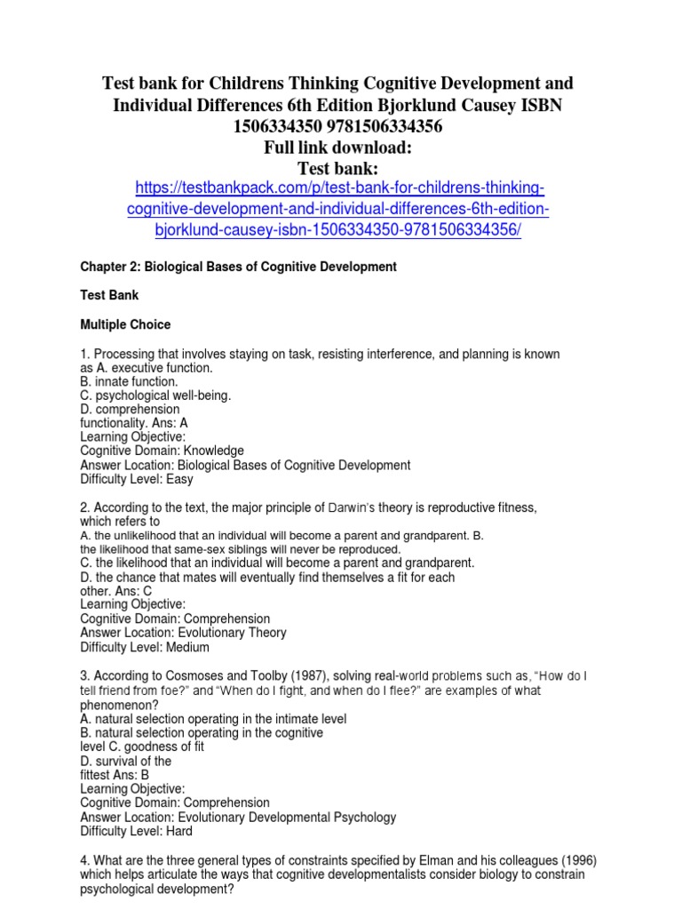 Childrens Thinking Cognitive Development and Individual Differences 6th ...