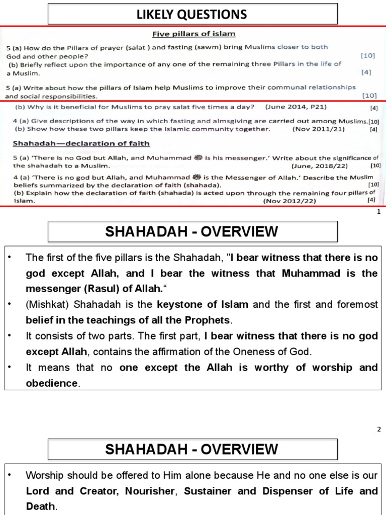 Shahadah | PDF | Prophets And Messengers In Islam | Religious Faiths
