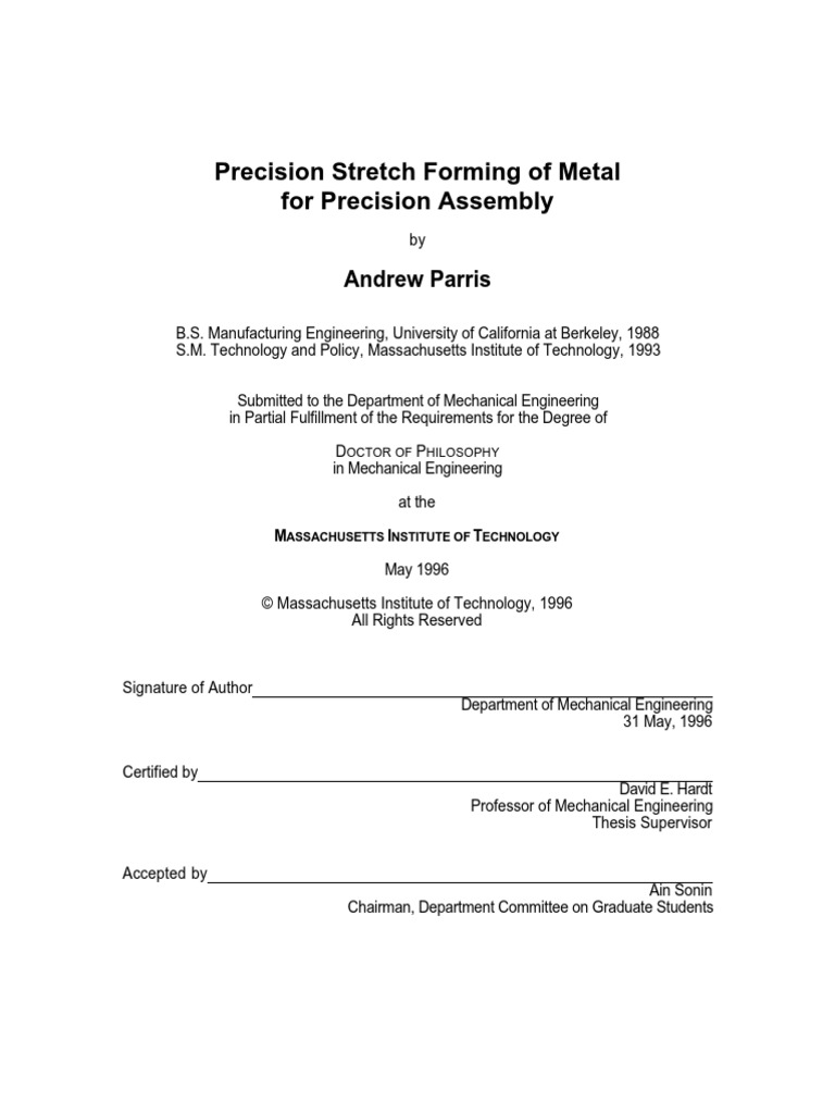 Precision Stretch Forming of Metal For Precision Assembly | PDF ...