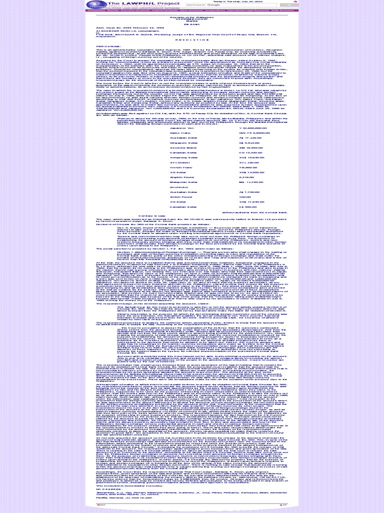 A.M. No. 3086, Padilla v. Dizon | PDF | Foreign Exchange Market | Complaint