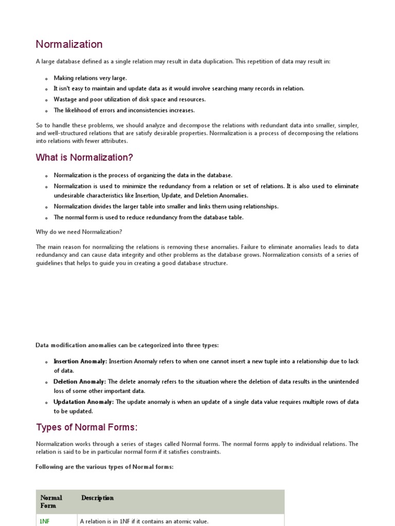 Normalization | PDF | Computer Data | Information Technology