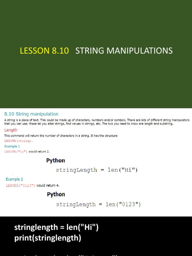 Chapter 8 Lesson 8.10 - 8.12 String Manipulation, Nested Statements and ...