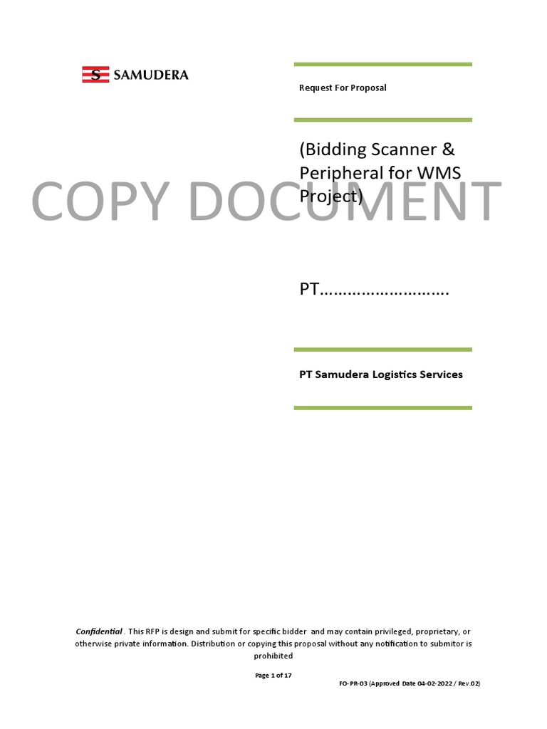 FO-PR-03 Request For Proposal GENERAL Rev.02 - SLS - Scanner Project | PDF | Request For ...