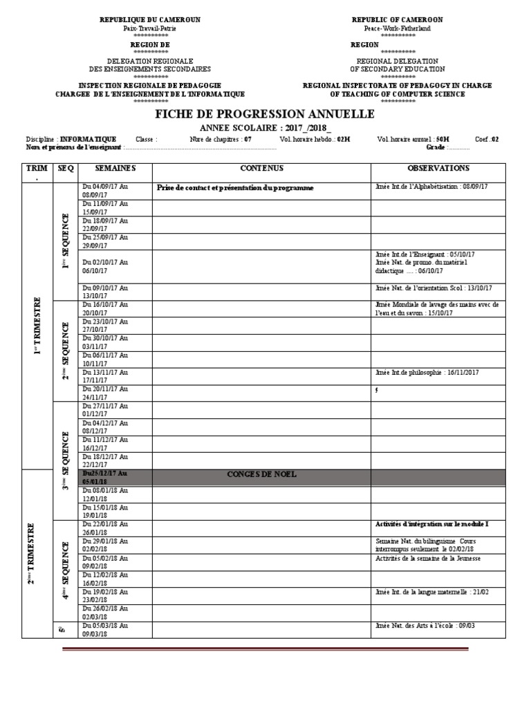 Fiche de progression informatique 2017-2018 | PDF | Apprentissage ...