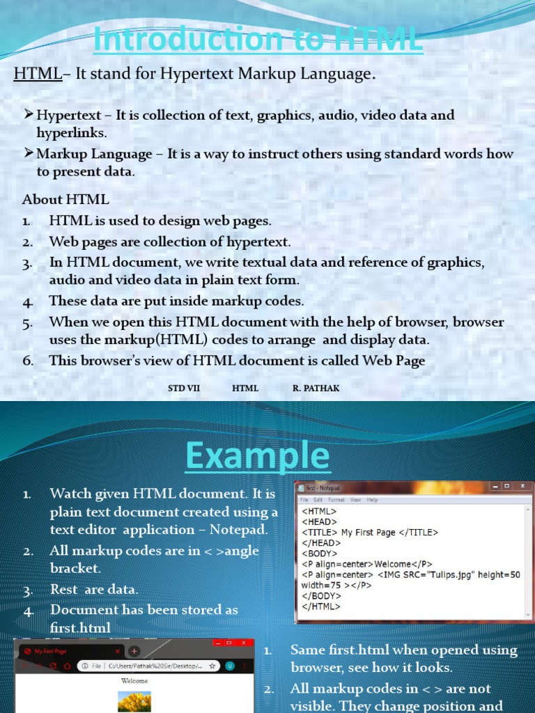 STD 7 - HTML | PDF | Html Element | Html