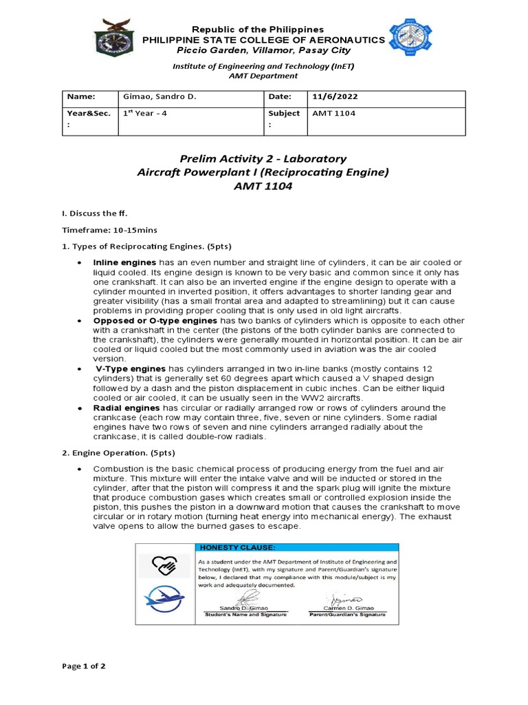 Prelim Lecture Activity 2 - Laboratory | PDF | Internal Combustion ... Prelim Lecture Activity 2 - Laboratory | PDF | Internal Combustion ...