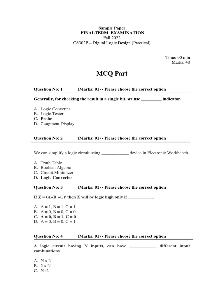 CS302P - Sample Paper | PDF | Computer Architecture | Digital Electronics