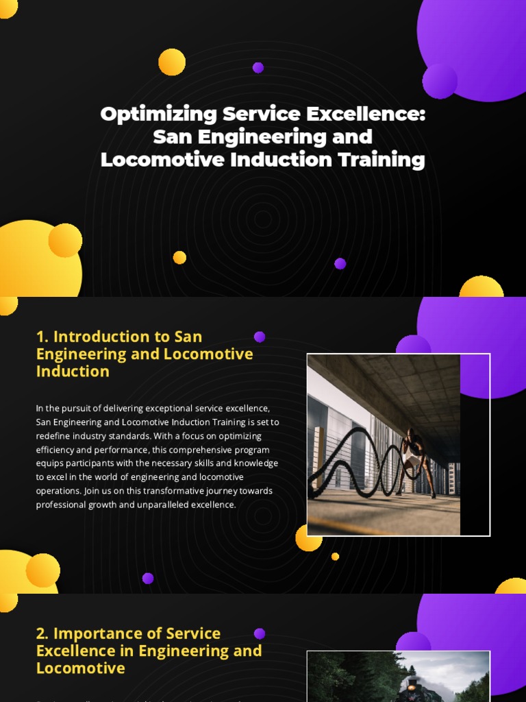 Optimizing Service Excellence San Engineering and Locomotive Induction Training | PDF | Learning ...