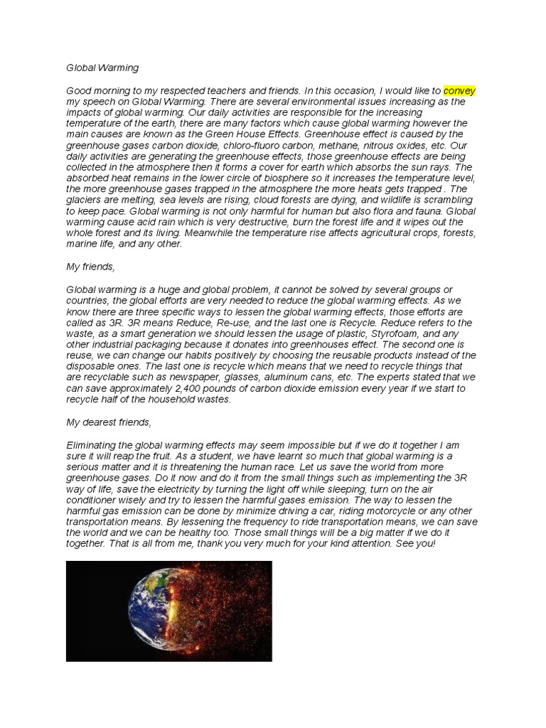 Global Warming: Student Action Steps | PDF | Climate Change ...